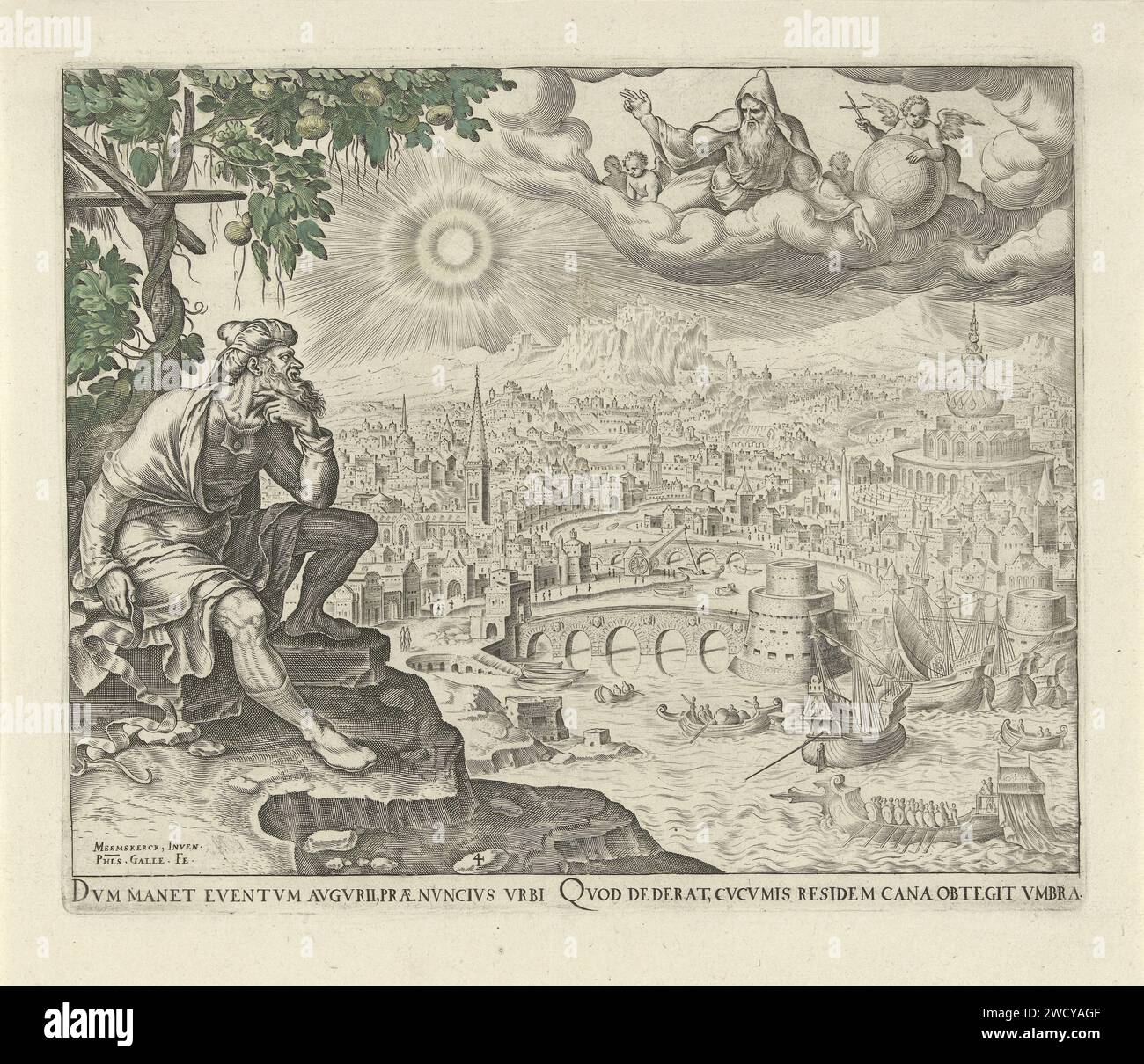 Jonah is under the Wonderboom, Philips Galle, After Maarten van ...