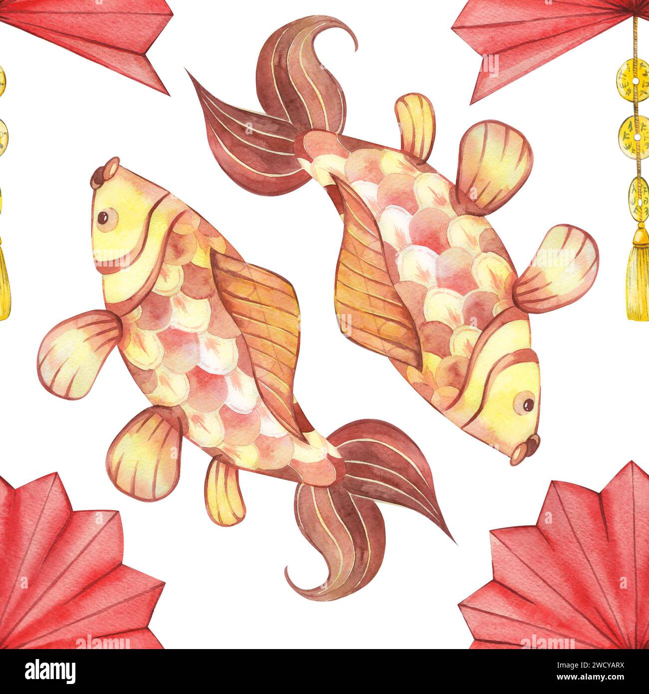 Seamless pattern on the theme of Chinese New Year 2024. Paper lanterns ...
