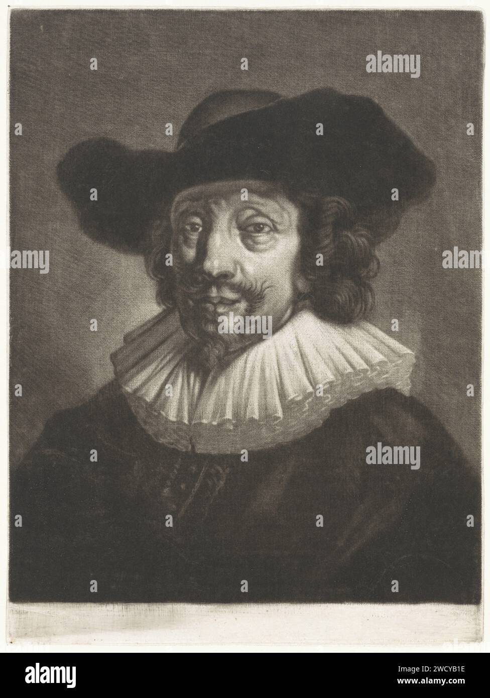 Portrait of a man with a pleated collar and a hat, Jan Stolker, After ...
