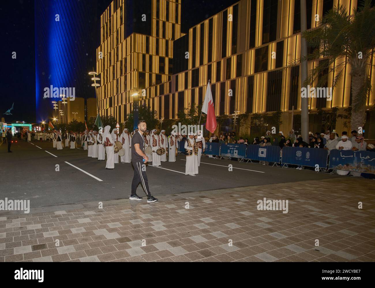 Lusail Boulevard, Lusail city, Qatar showing Hello Asia parade of ...