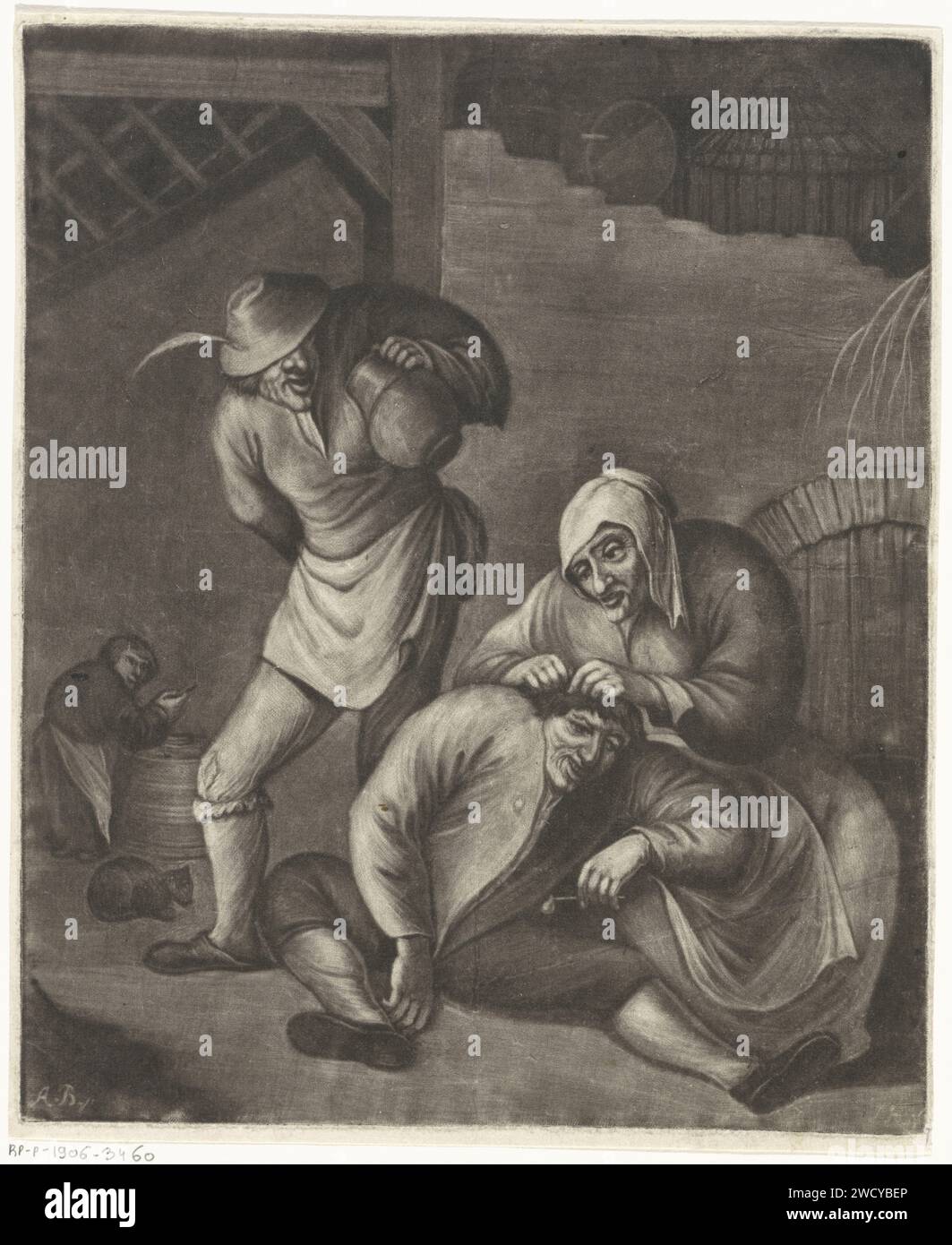 A woman listens a man, Jacob Hoolaart, after Adriaen Brouwer, 1723 ...