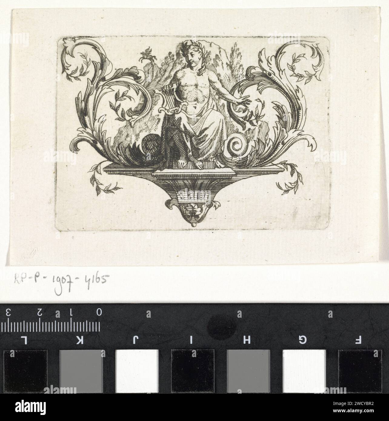 Vignet met Apollo, anonymous, 1700 - 1800 print Vignette with Apollo ...