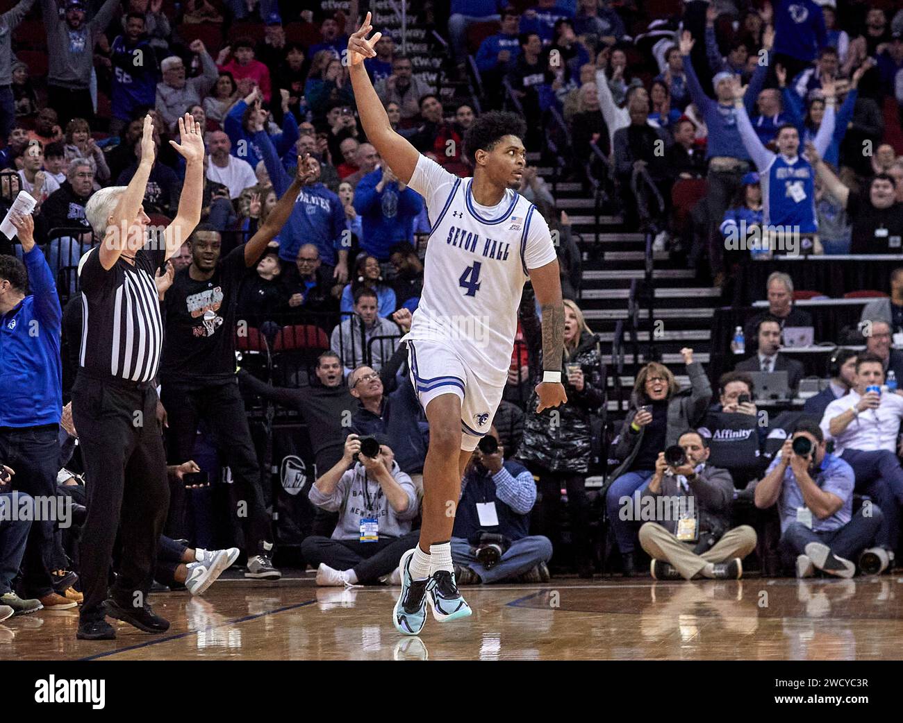 Seton Hall Pirates center Elijah Hutchins-Everett (4) reacts after ...