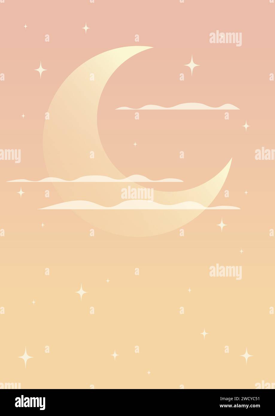 Night with moon - beautiful dreamy vector wallpaper. Sky panorama with ...