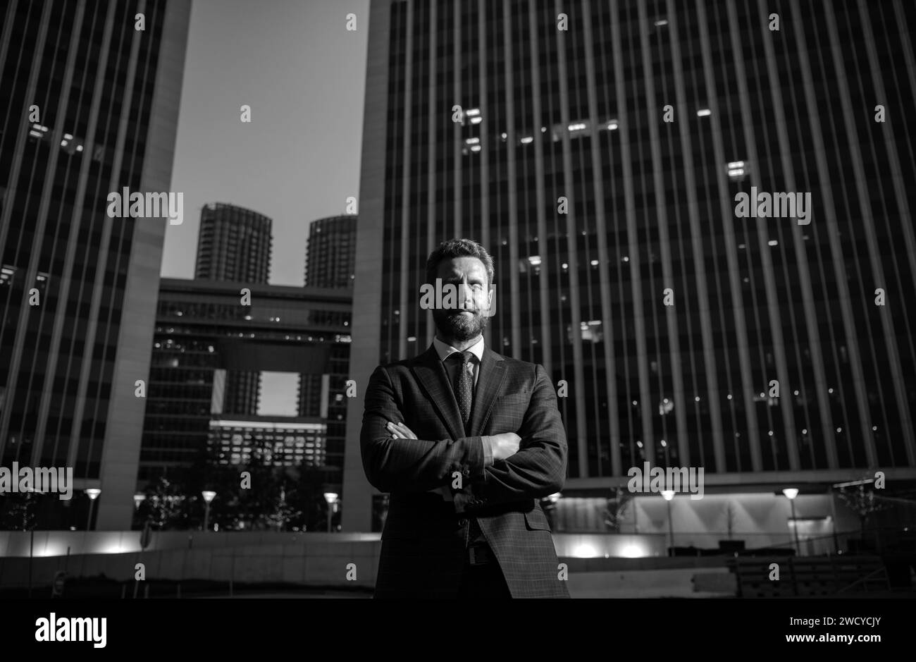 Businessman standing on city Black and White Stock Photos & Images - Alamy