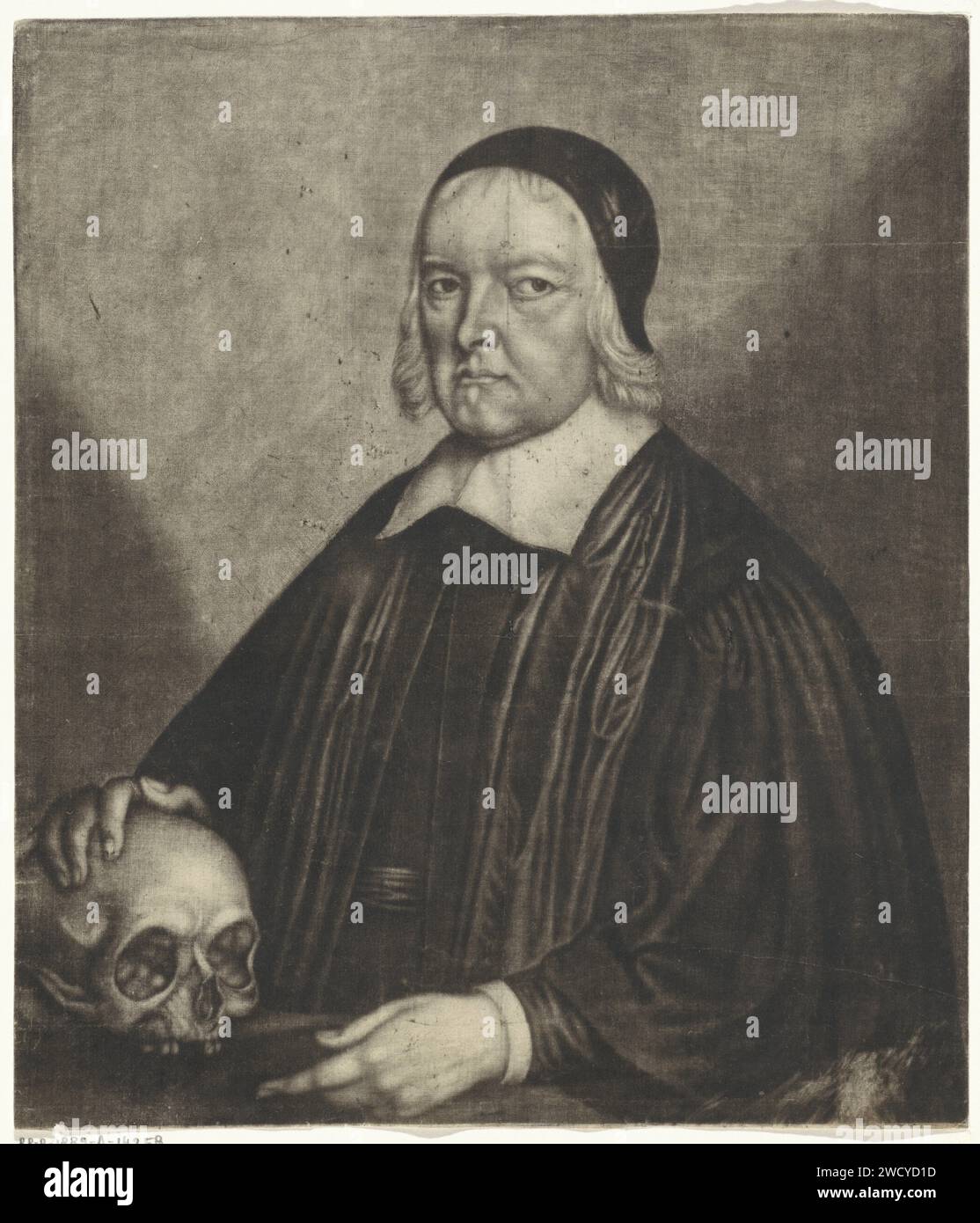 Portrait of Timothy Cruso with a skull, Jan van der Spriet, 1675 - 1690 ...