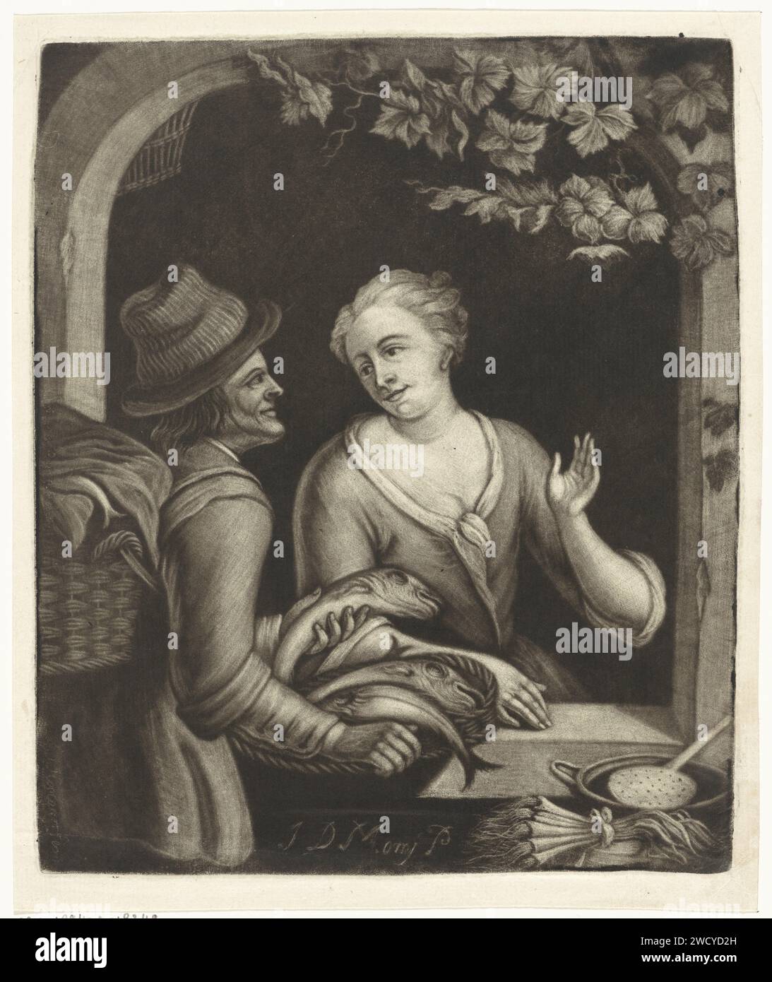 Fish seller, Jacob Hoolaart, After J. D. Mony, 1723 - 1789 print A ...