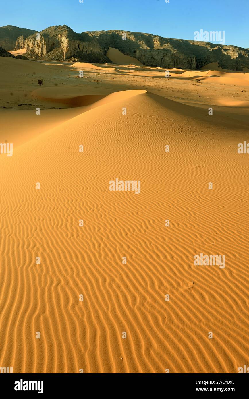 SAHARA DESERT WITH SAND DUNES, SAND PATTERNS AROUND DJANET OASIS IN ...