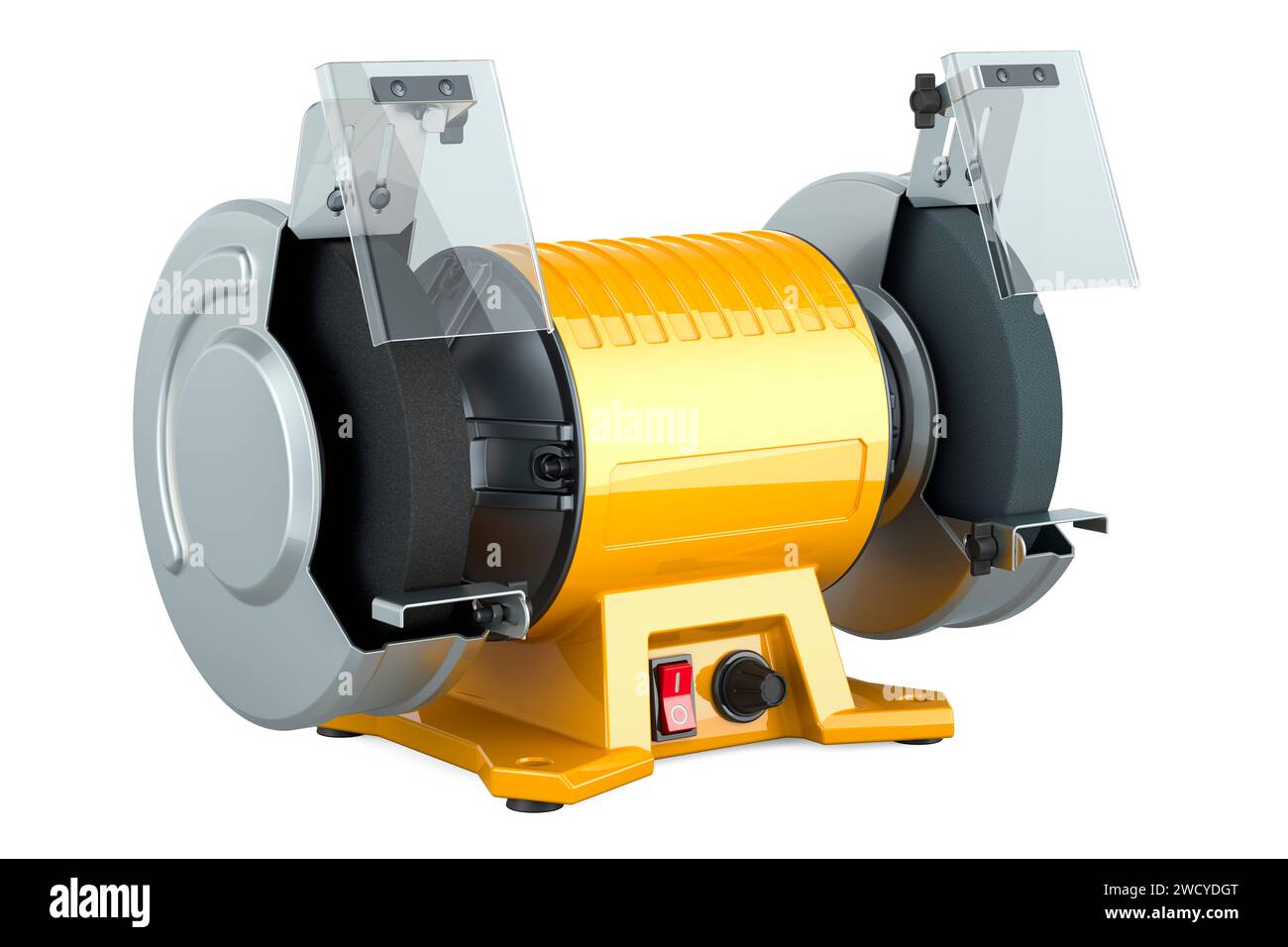 Double ended grinding machine, 3D rendering isolated on white ...