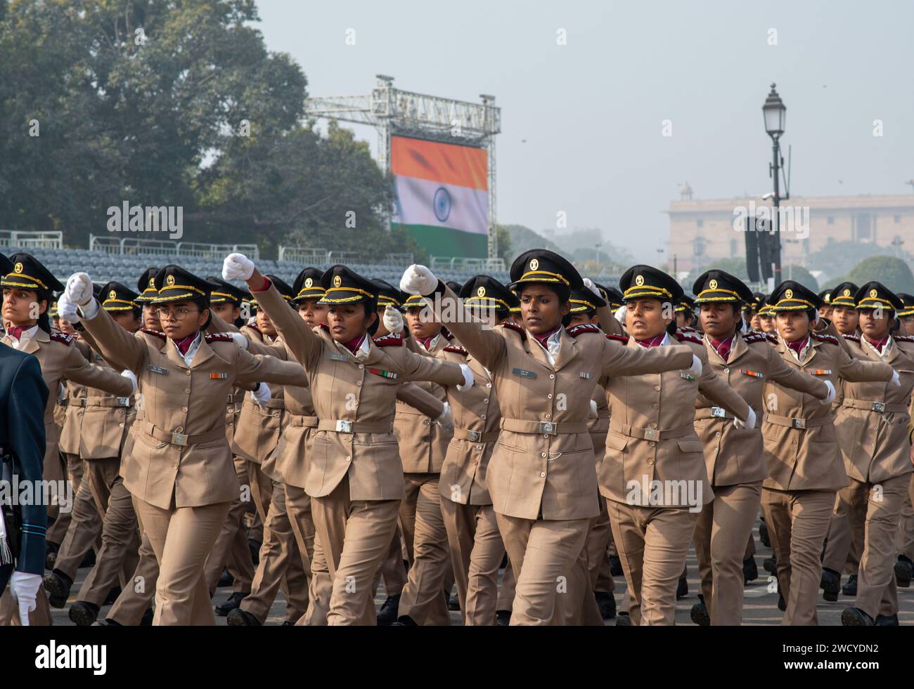New Delhi, India. 17th Jan, 2024. Military Nursing Services (MNS) women contingent take part ...