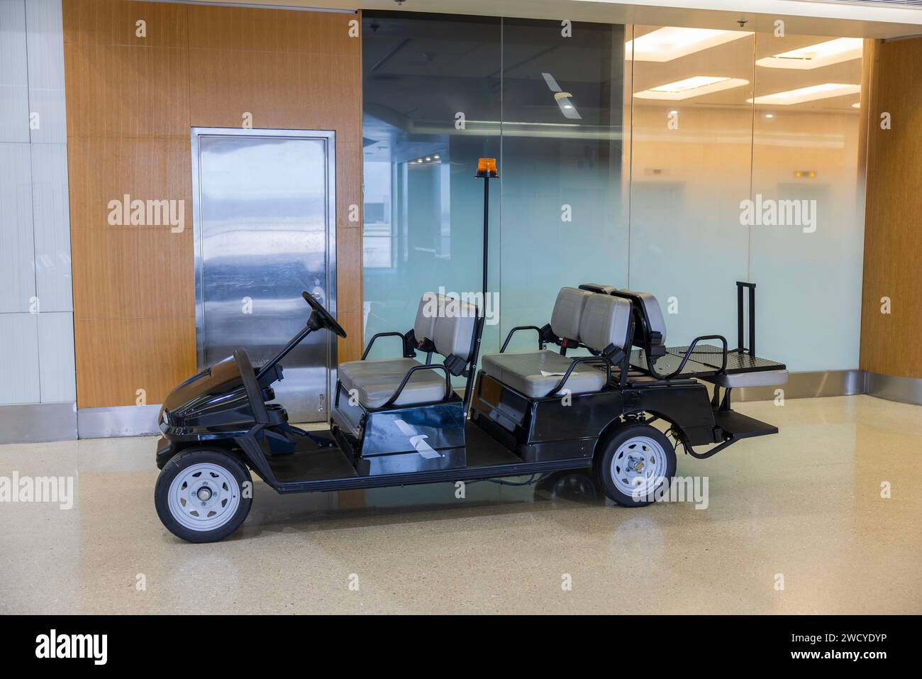 Close-up view of an electric vehicle for rapid passenger transportation ...