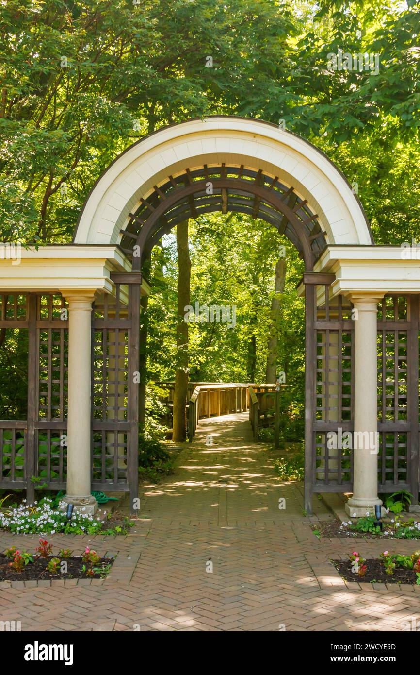 Arch in the formal gardens. Wegerzyn Garden Center, Dayton, Ohio, USA ...