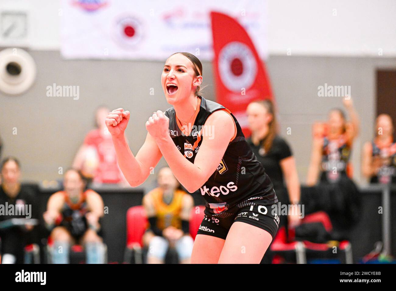 Dresden, Deutschland. 17th Jan, 2024. Tia Scambray (Viteos Neuchatel UC, #16) CEV Volleyball Cup ...