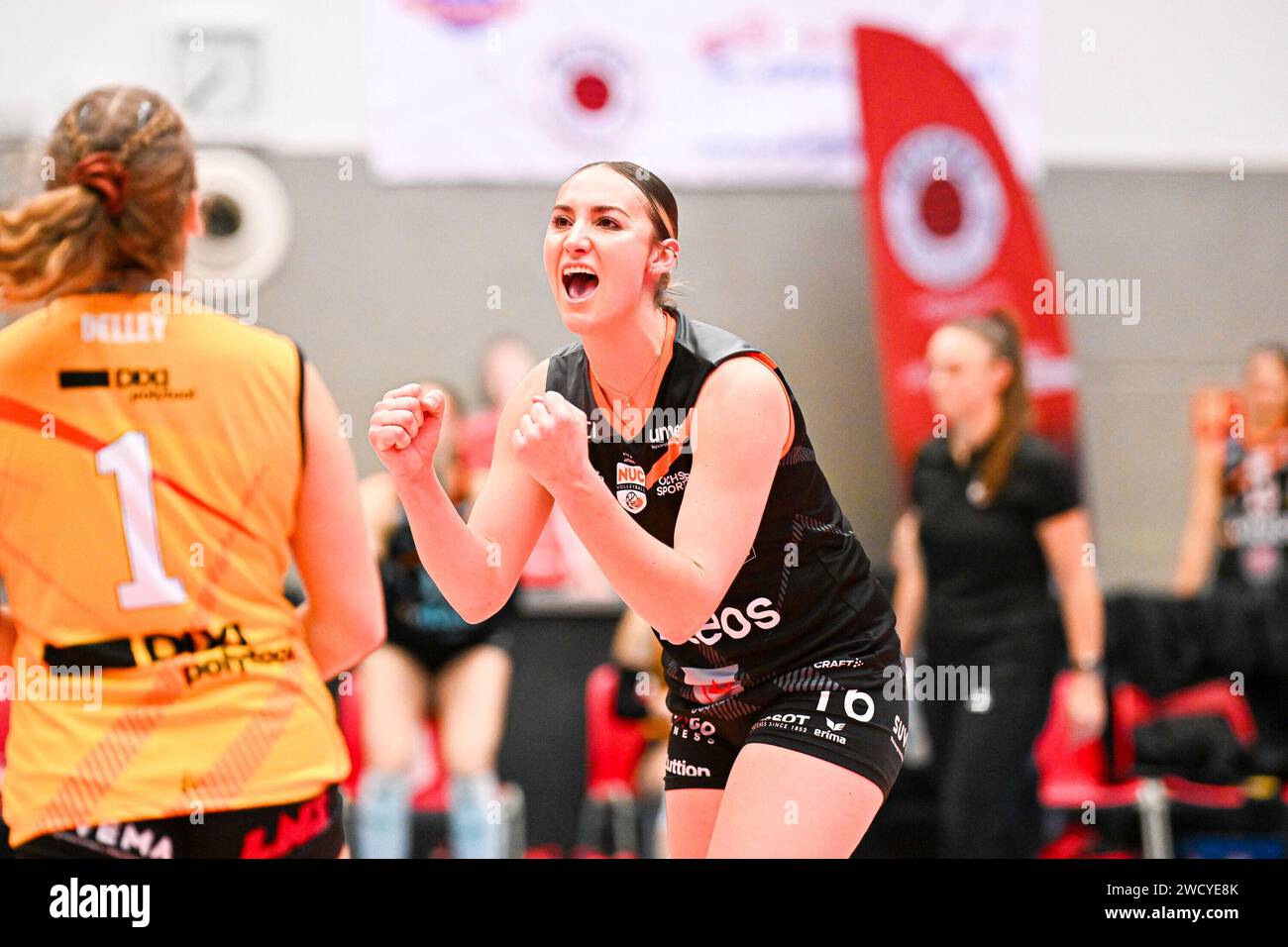 Dresden, Deutschland. 17th Jan, 2024. Tia Scambray (Viteos Neuchatel UC, #16) CEV Volleyball Cup ...