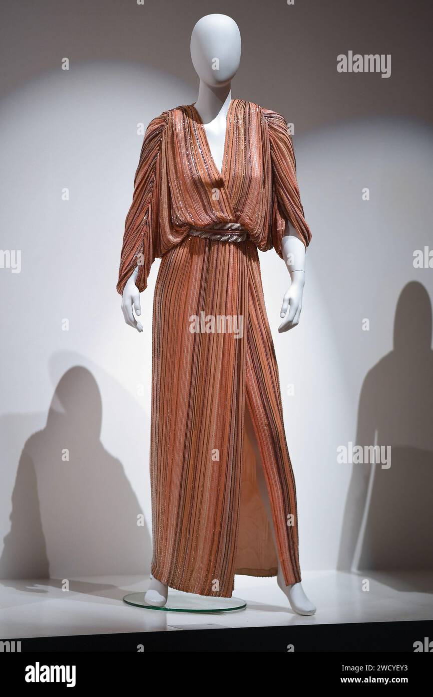 New York, USA. 17th Jan, 2024. Bob Mackie's 'Ivory, Peach, and Lavender ...