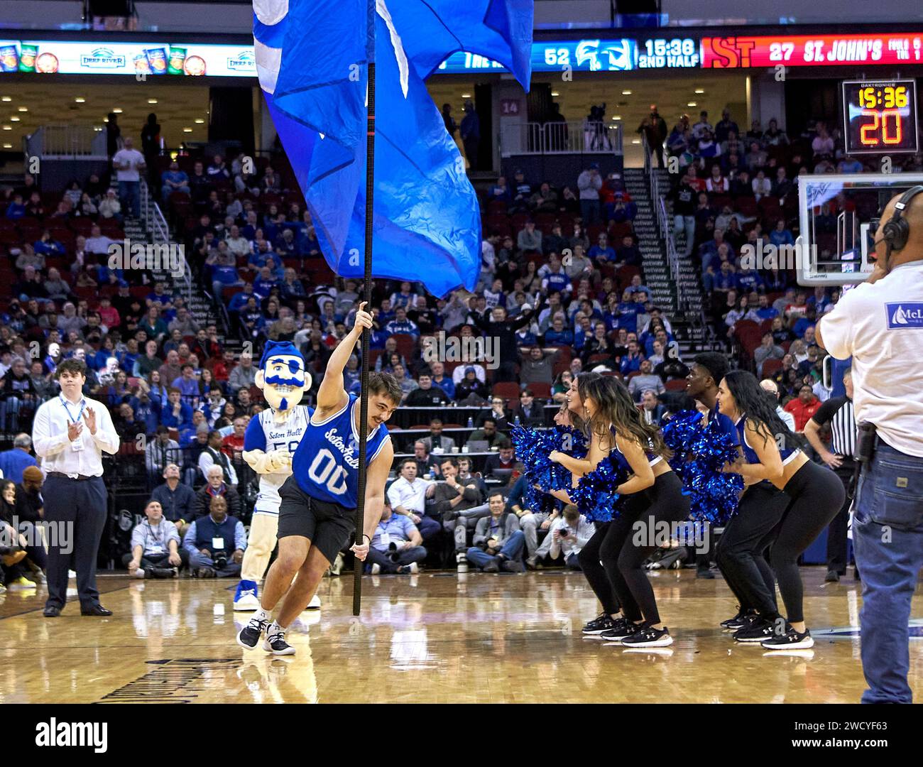 Seton HallÃ s flag man Joe Masco during a Big East basketball matchup ...