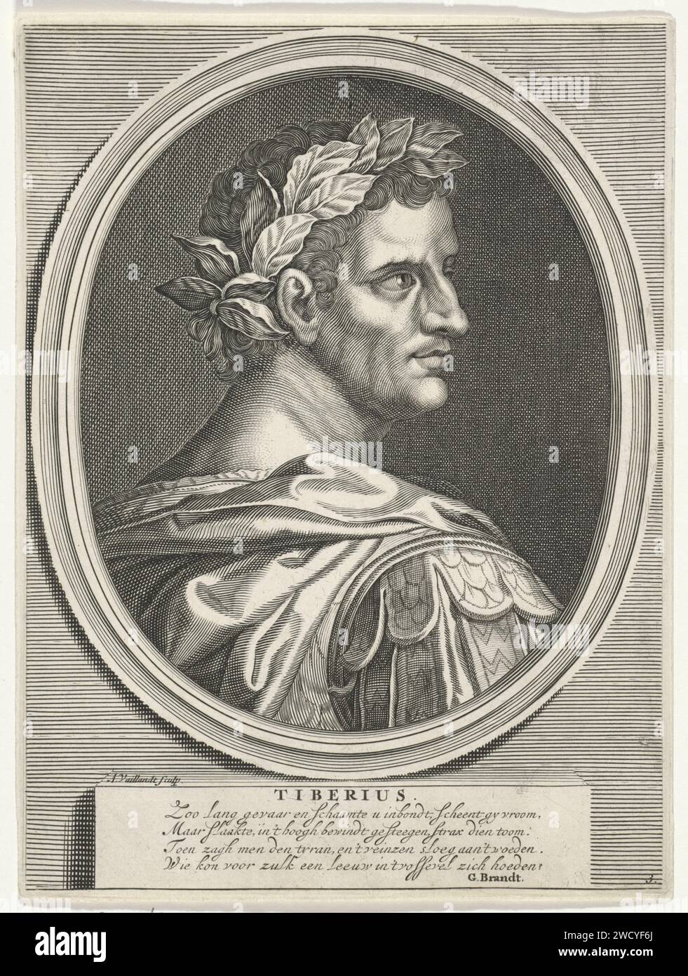 Portrait of Tiberius, Roman Keizer, Andries Vaillant, After Titian ...