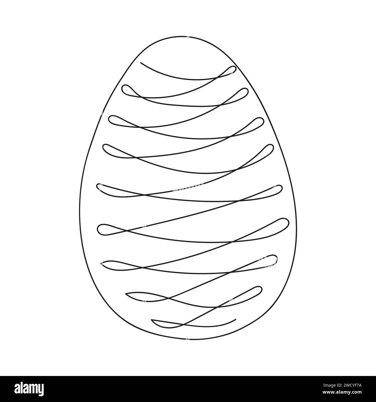 Easter egg with pattern. Continuous one line drawing. Vector ...