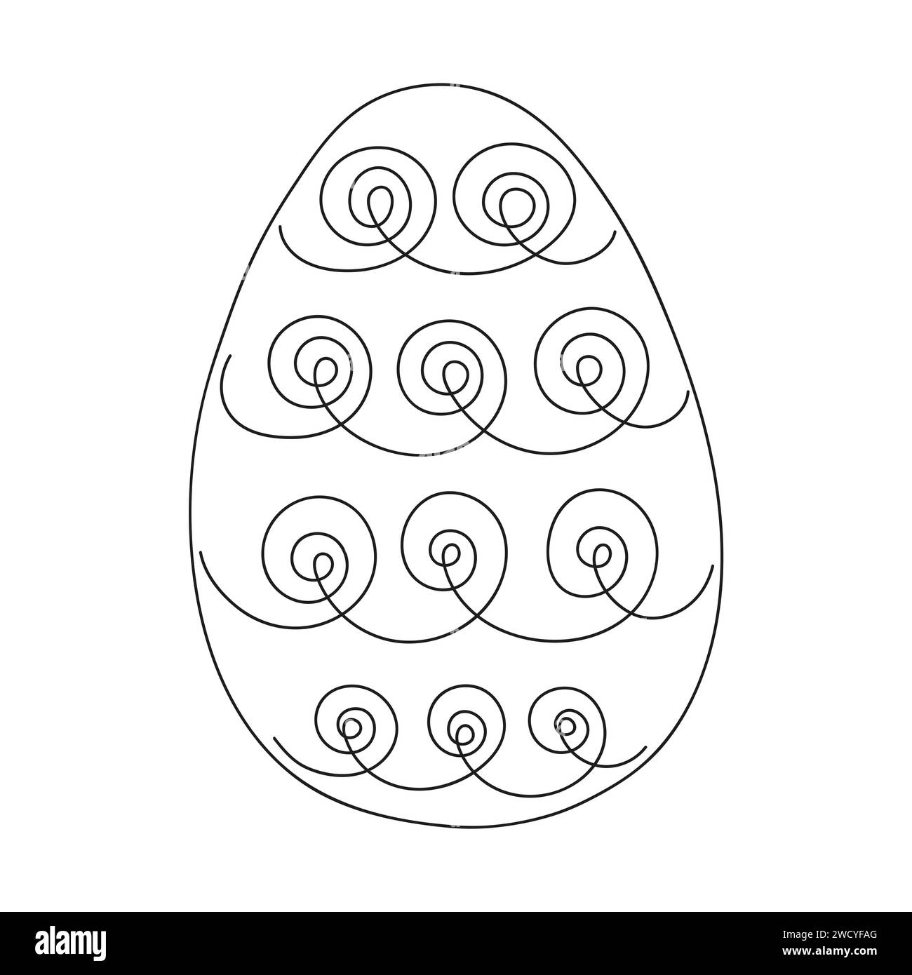 Easter egg with pattern. Continuous one line drawing. Vector ...