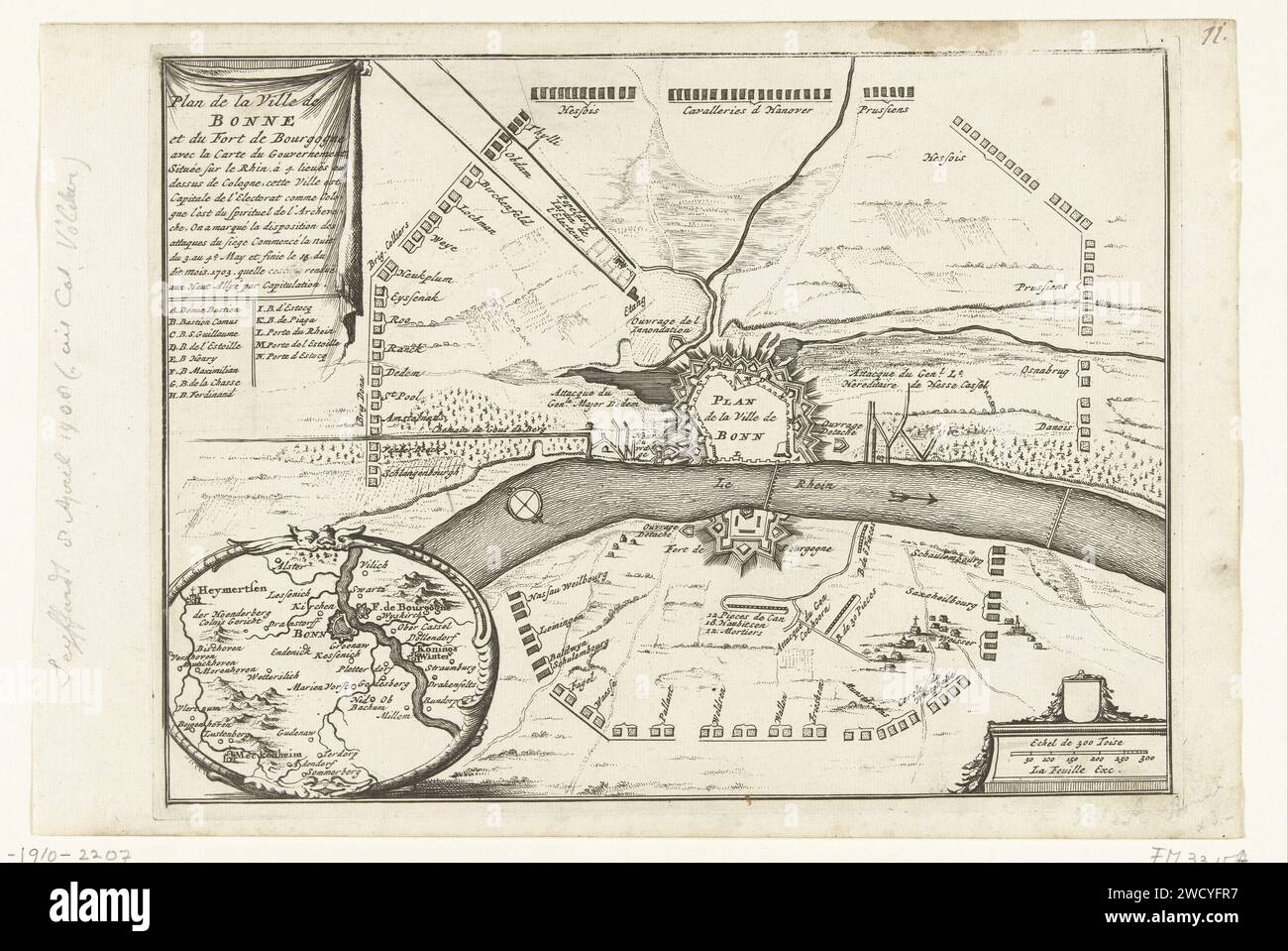 Map of Bonn, 1703, Anonymous, 1703 print Map of Bonn and the ...