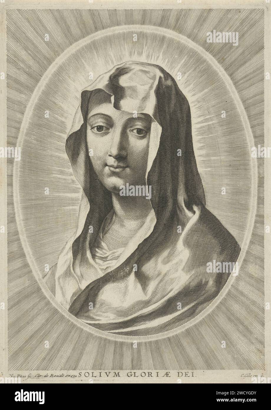 The Virgin Maria, Nicolas Pitau (I), 1644 - 1671 print Boste portrait ...