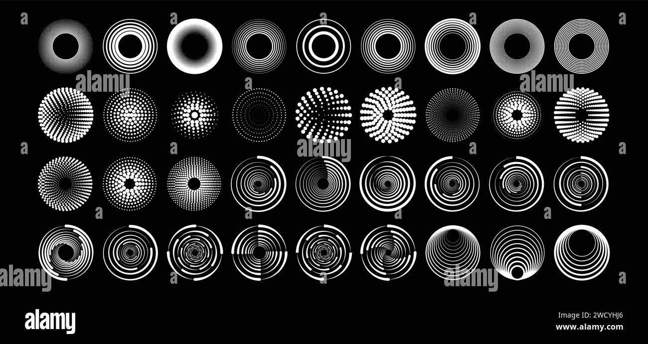 Set black thick halftone dashed speed lines. Design element for frame ...