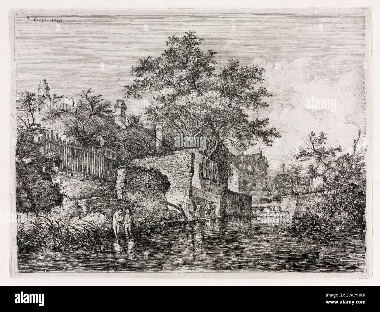 Front of the New Mills. John Crome. 1813. Etching Stock Photo - Alamy