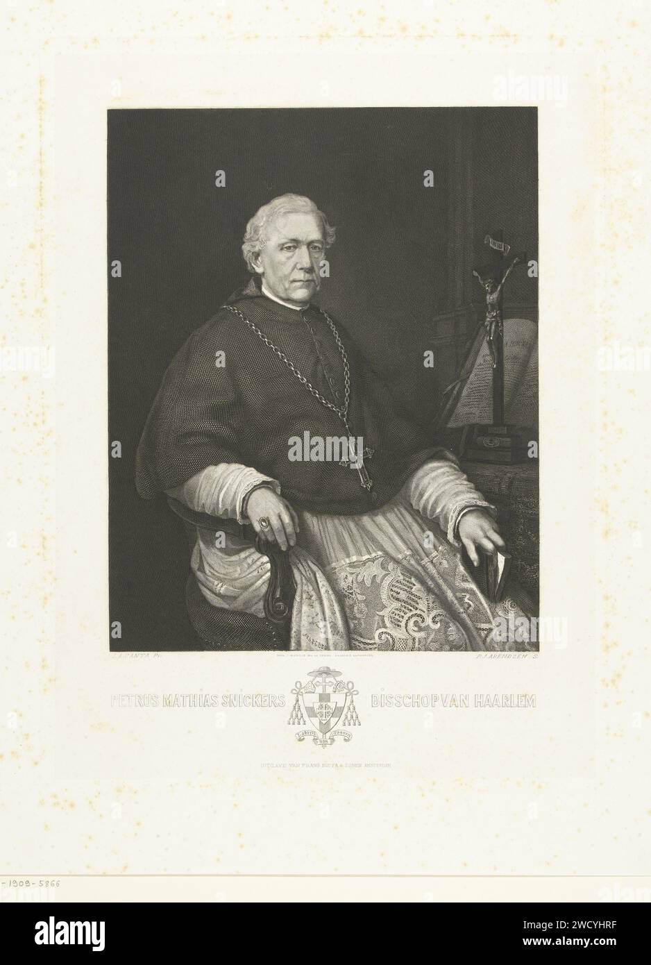 Portrait of Petrus Mathias Snickers, bishop of Haarlem, Petrus Johannes ...