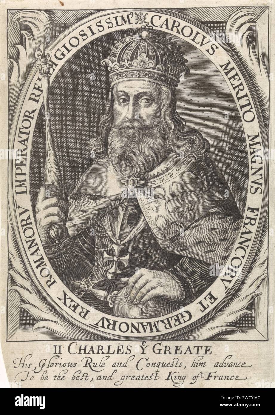 Charlemagne as one of the nine heroes, Willem van de Passe, 1621 - 1636 ...