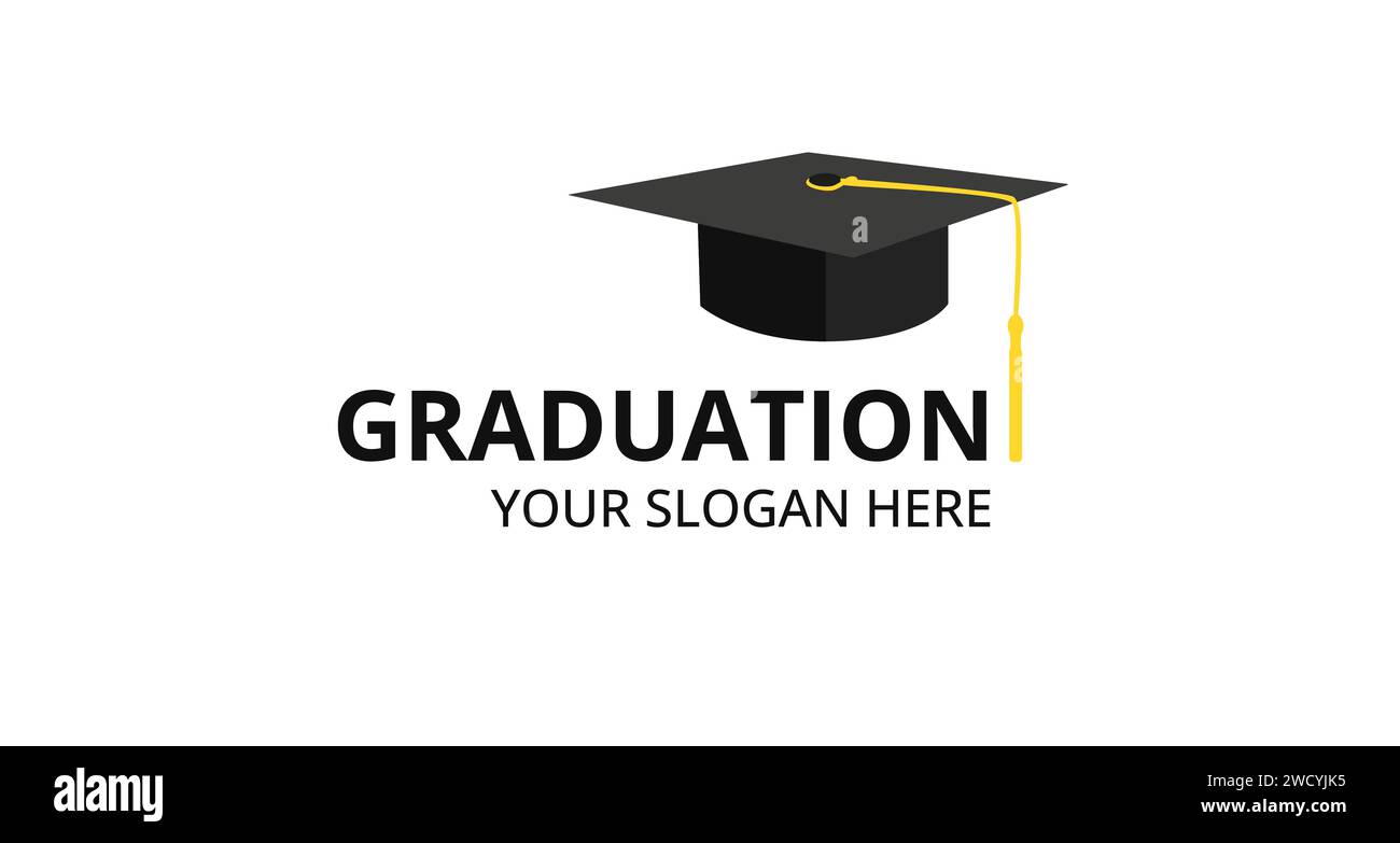 Graduate caps business card. Black cap with banner brim to celebrate ...