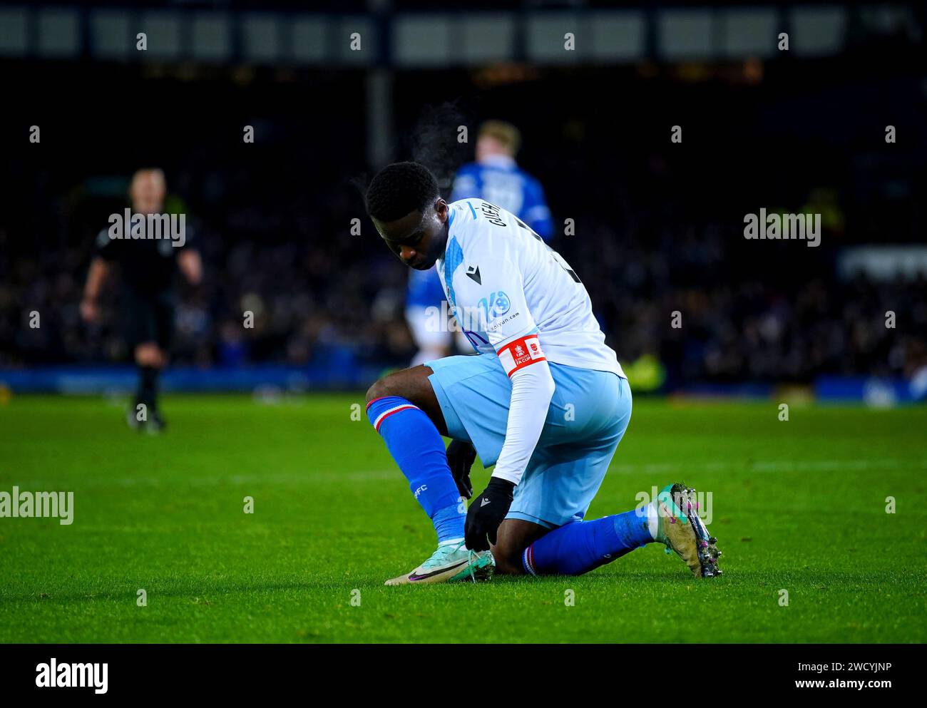 Steam rises off of Crystal Palace's Marc Guehi as he adjusts his ...