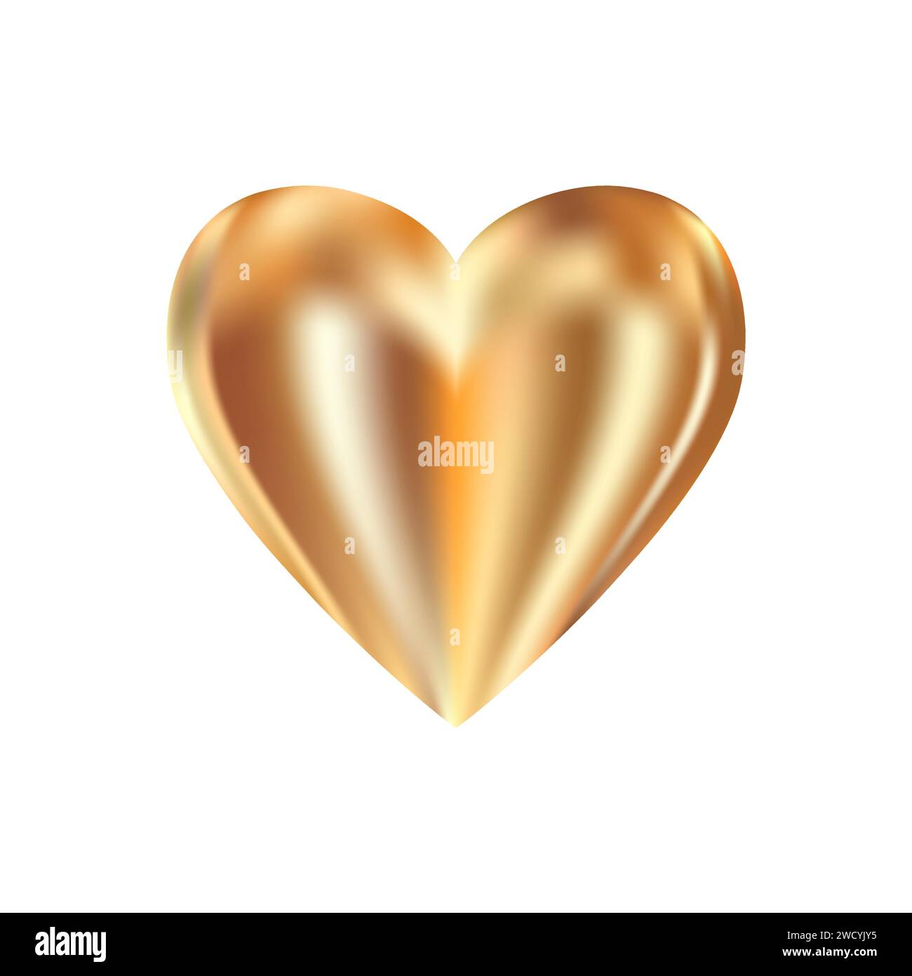 Golden realistic heart icon on white background. 3d vector illustration ...