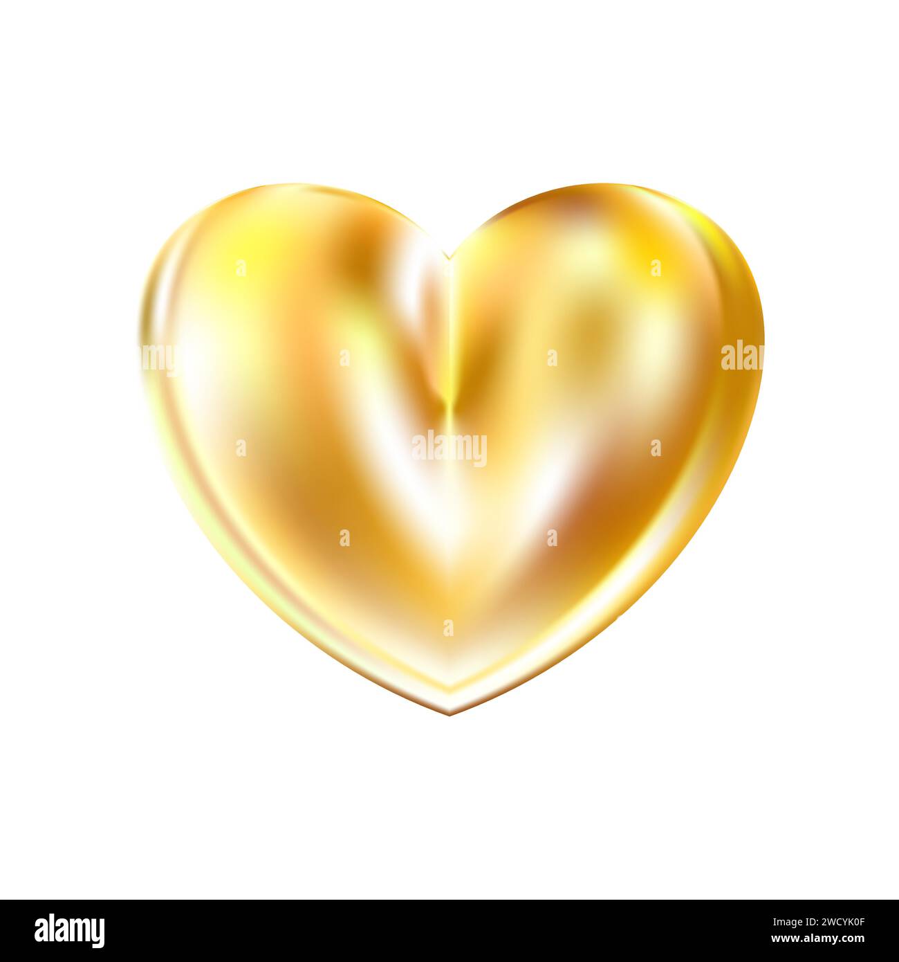Golden realistic heart icon on white background. 3d vector illustration ...