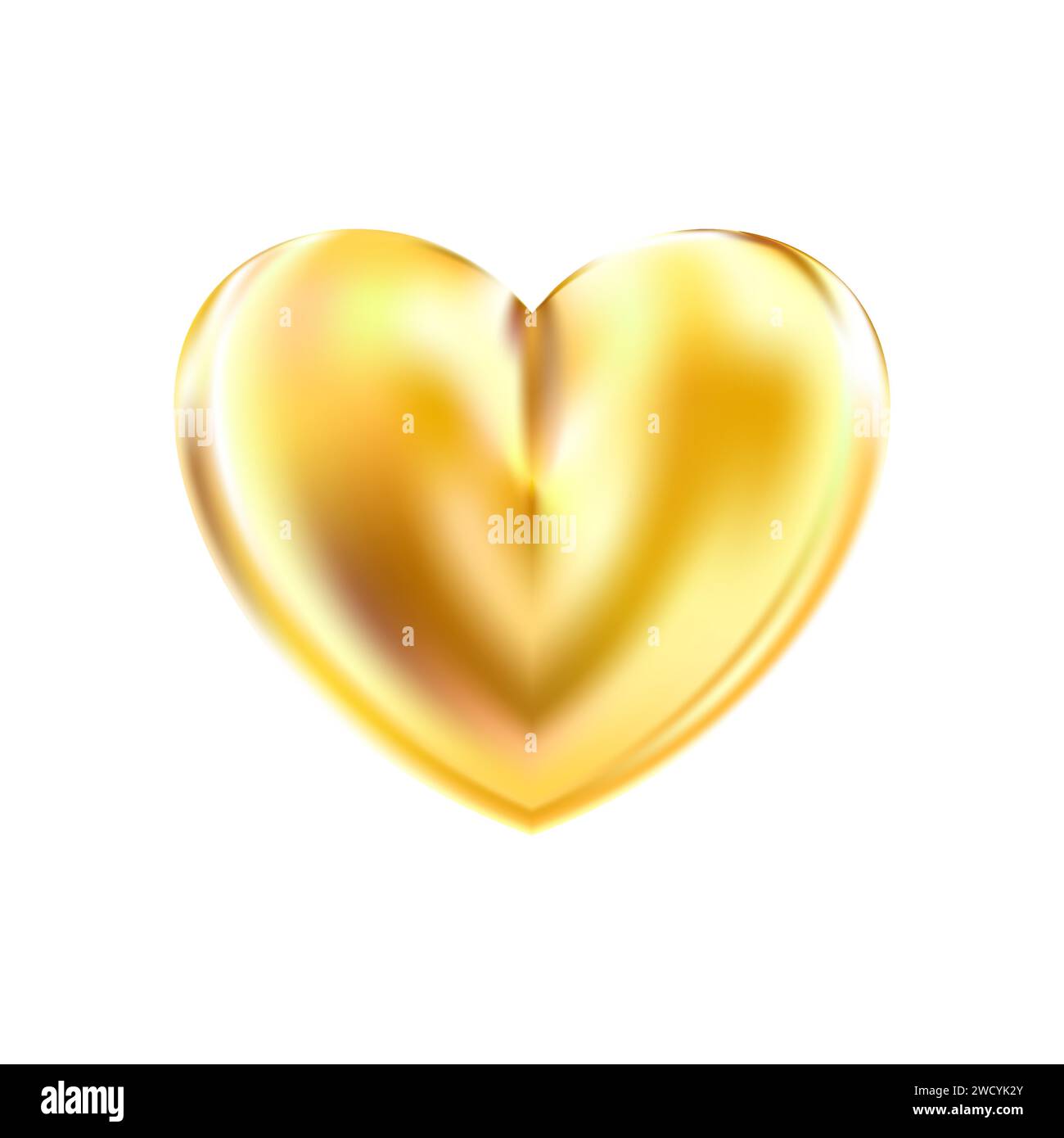 Golden realistic heart icon on white background. 3d vector illustration ...