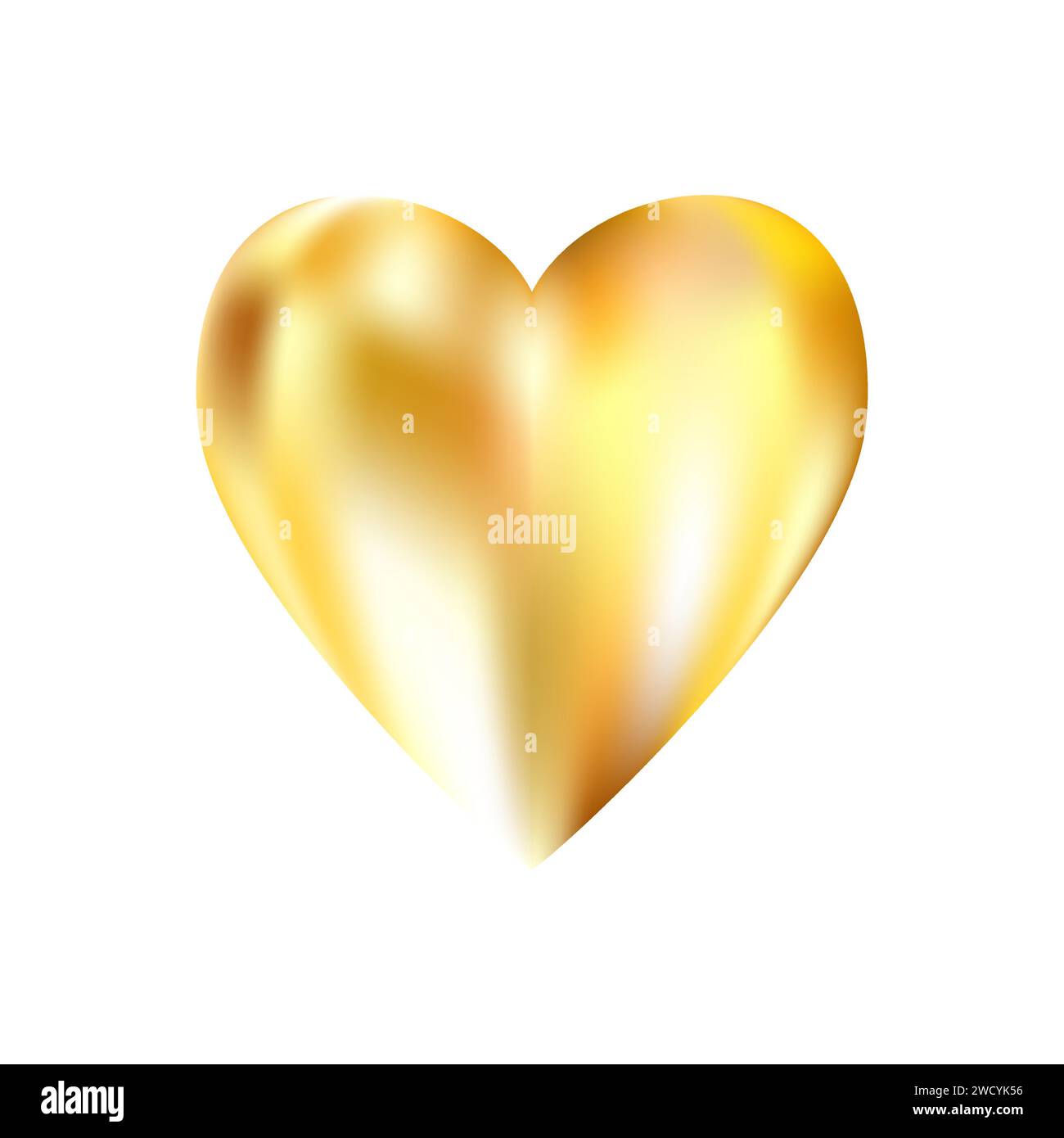 Golden realistic heart icon on white background. 3d vector illustration ...