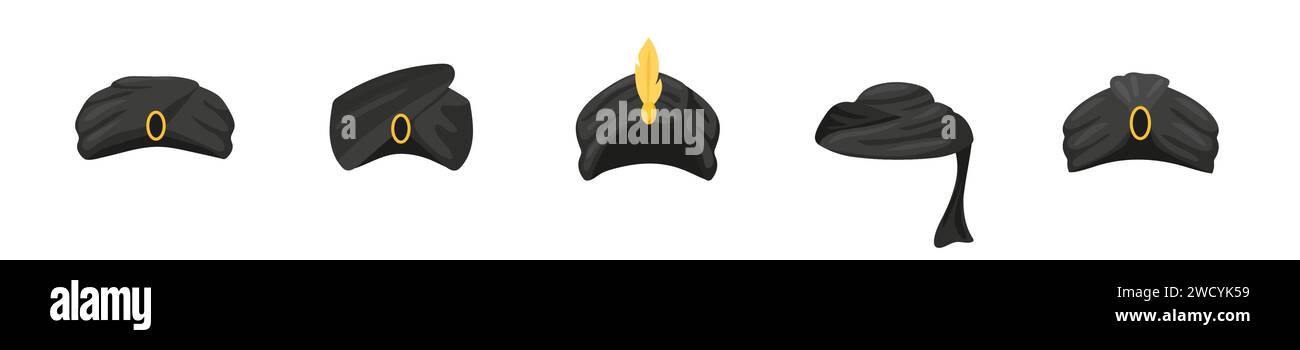 Black and gold oriental turbans set Stock Vector Image & Art - Alamy