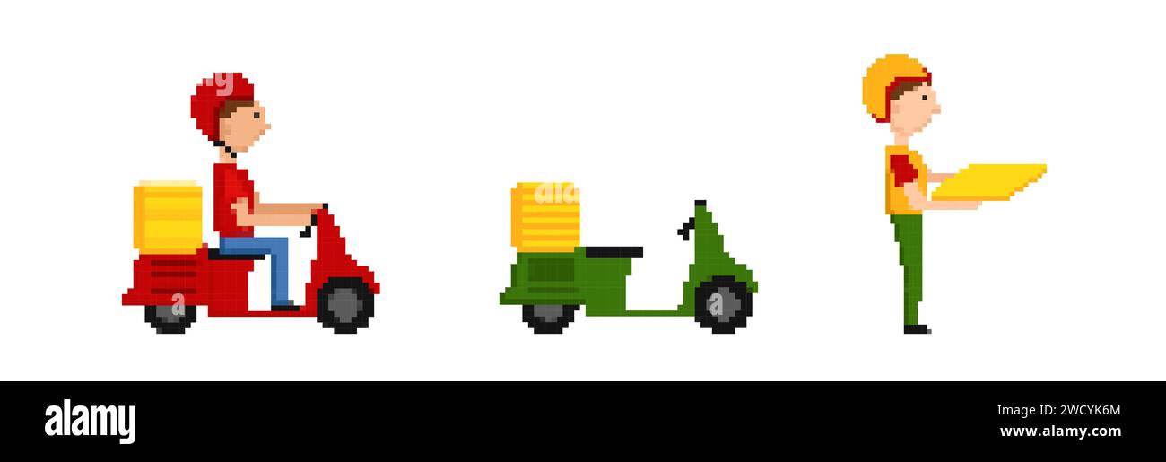 Pixel couriers and delivery set Stock Vector Image & Art - Alamy