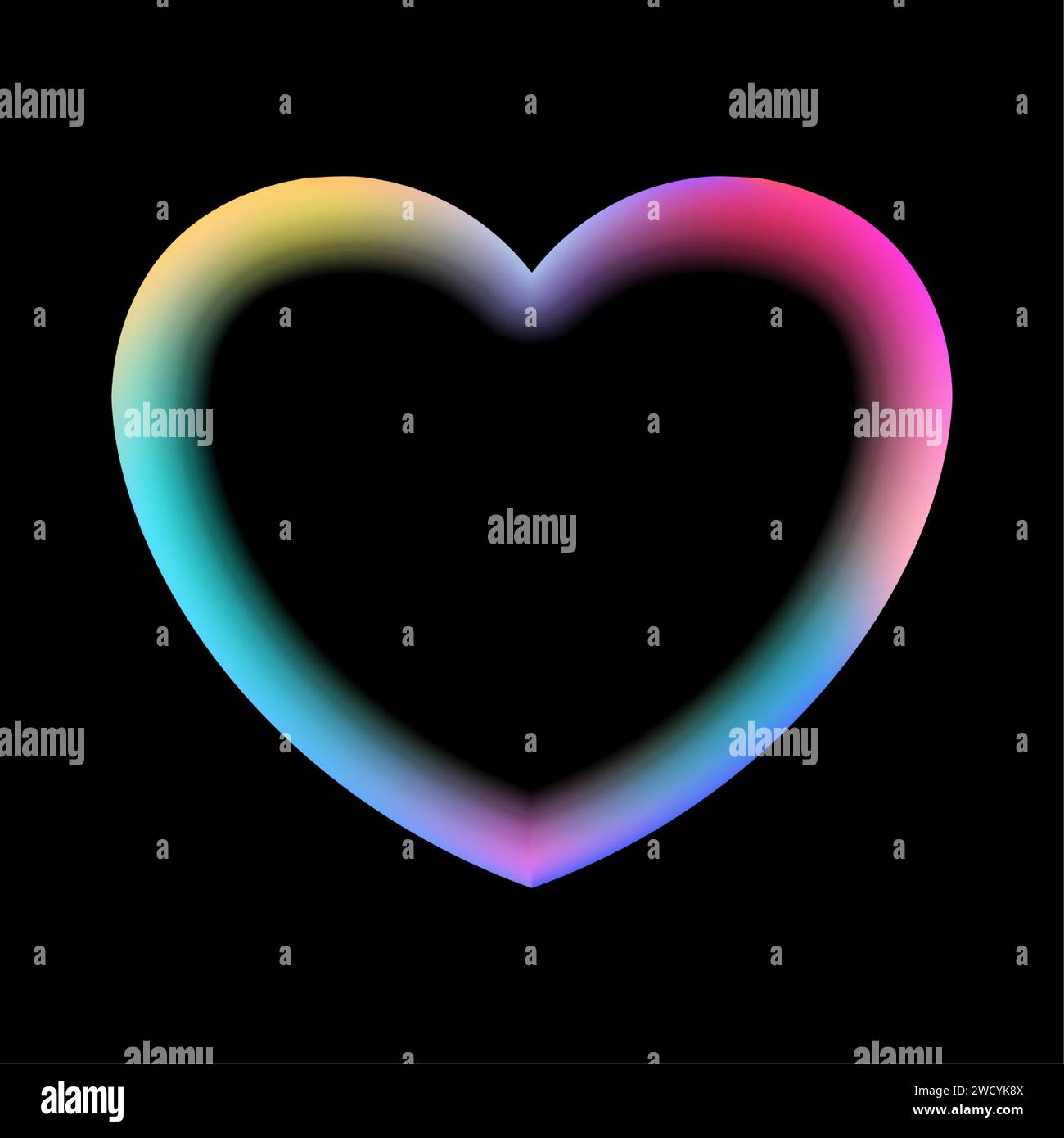 Holographic heart frame. Fluid liquid chrome heart shape Stock Vector ...