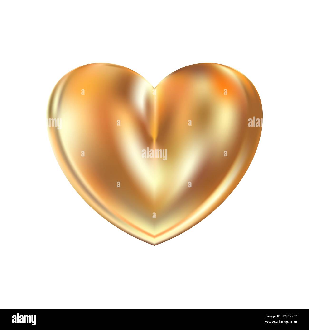 Golden realistic heart icon on white background. 3d vector illustration ...