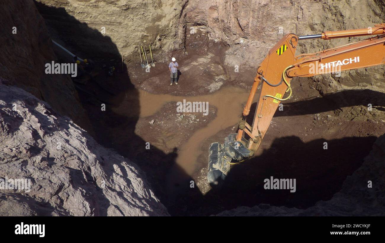 hitachi excavator at a construction site, heavy machinery for ...