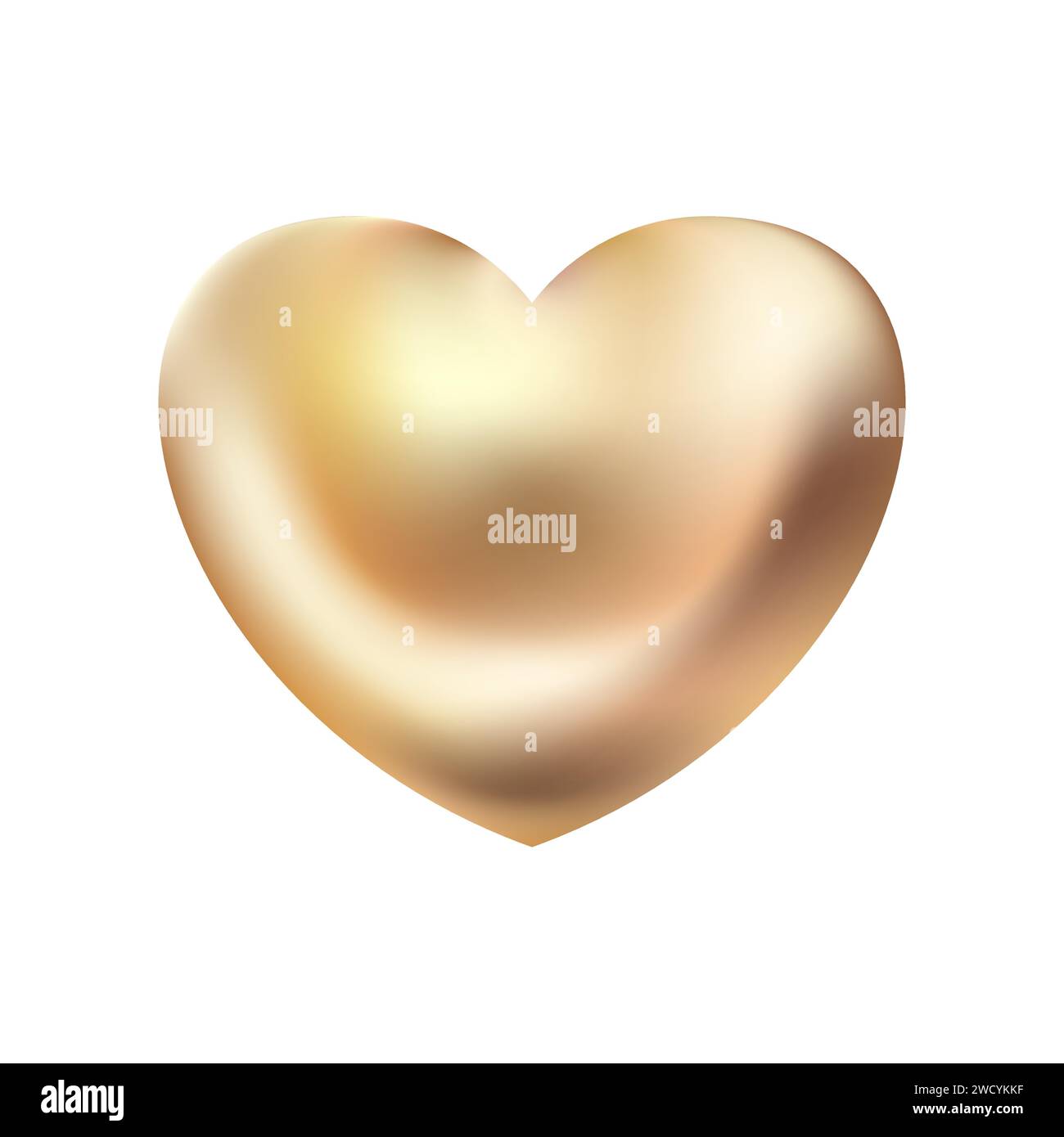 Golden realistic heart icon on white background. 3d vector illustration ...