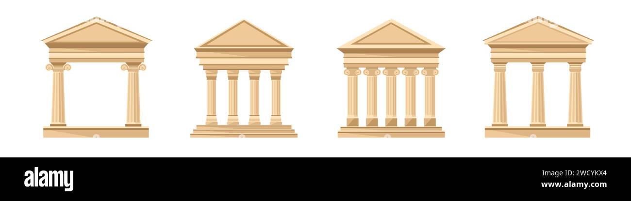 Antique greek temples set. Roman parthenon with classical architecture Stock Vector Image & Art ...