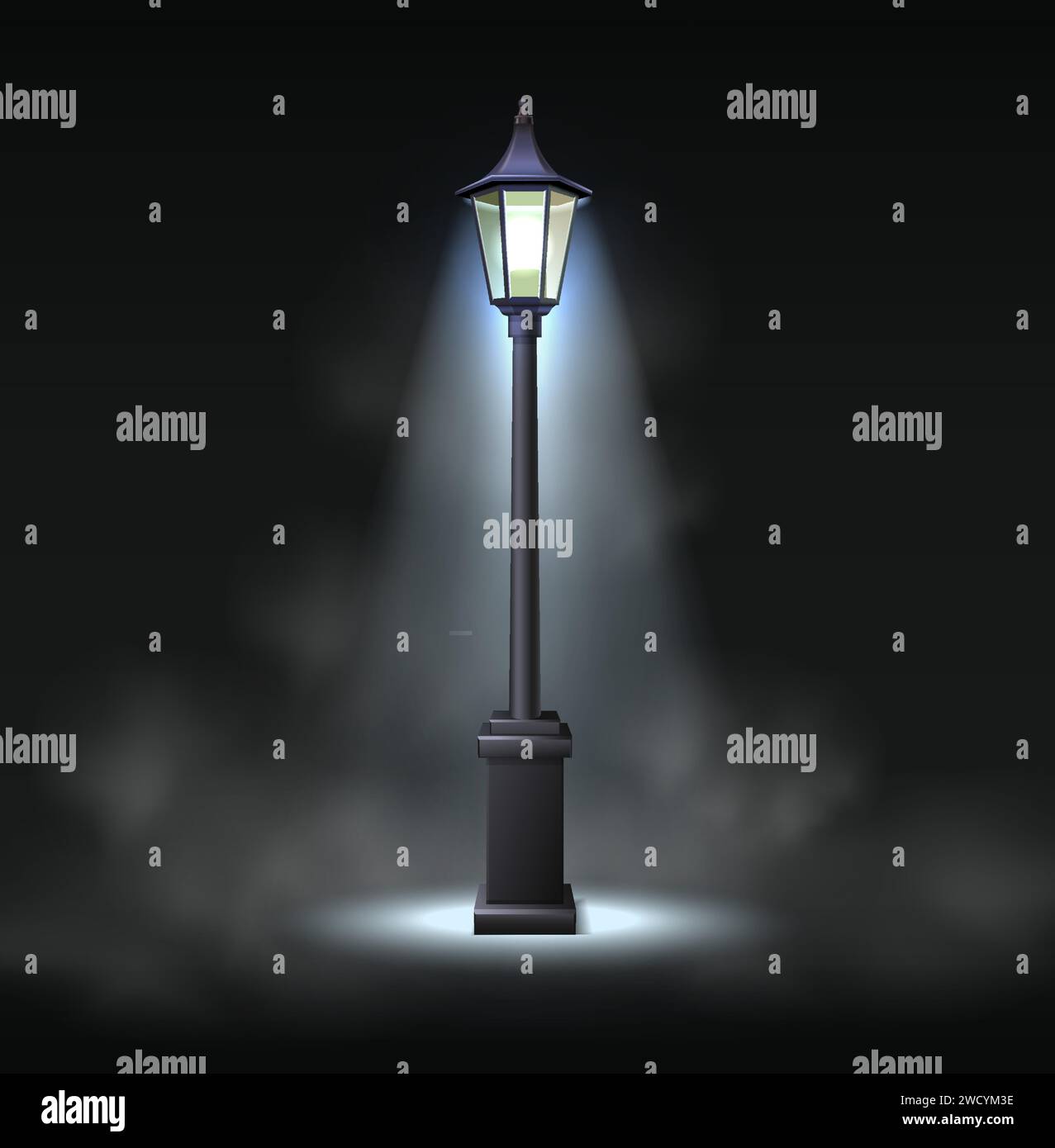 3d realistic vector icon illustration. Old street light with light ...