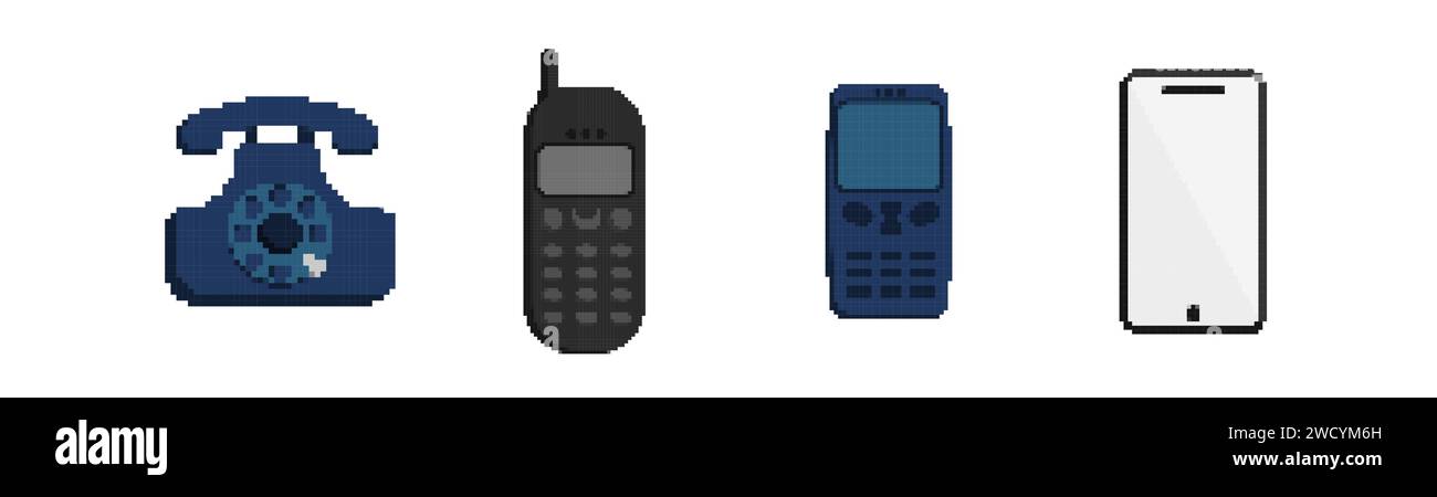 Pixel game button set Cut Out Stock Images & Pictures - Alamy