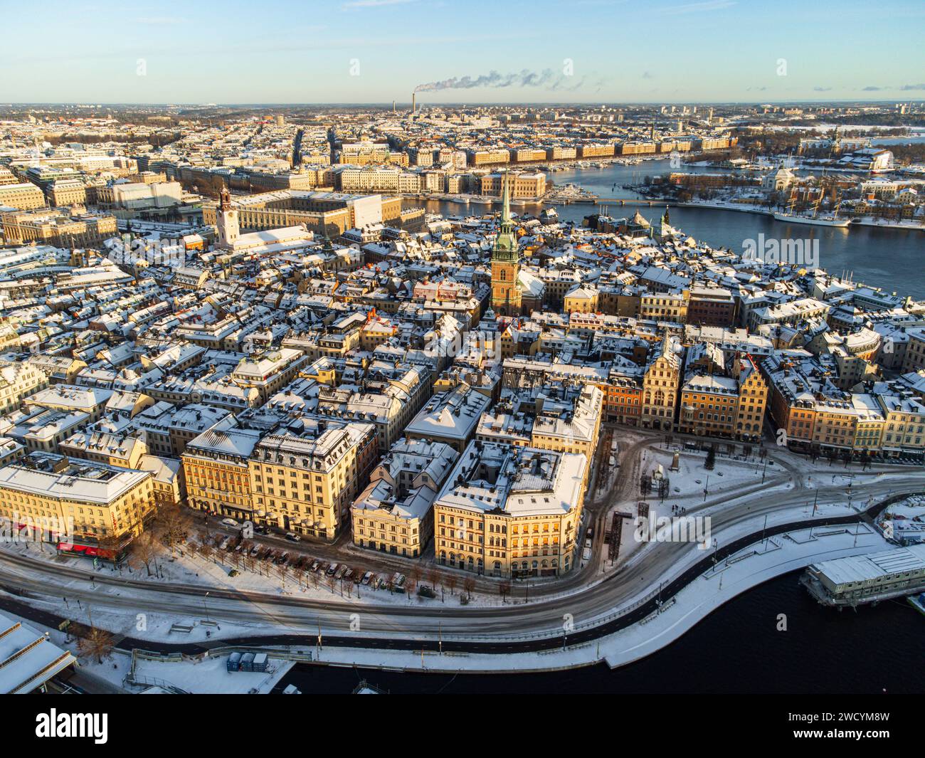 aerial view of the central parts of Stockholm in winter with the ...