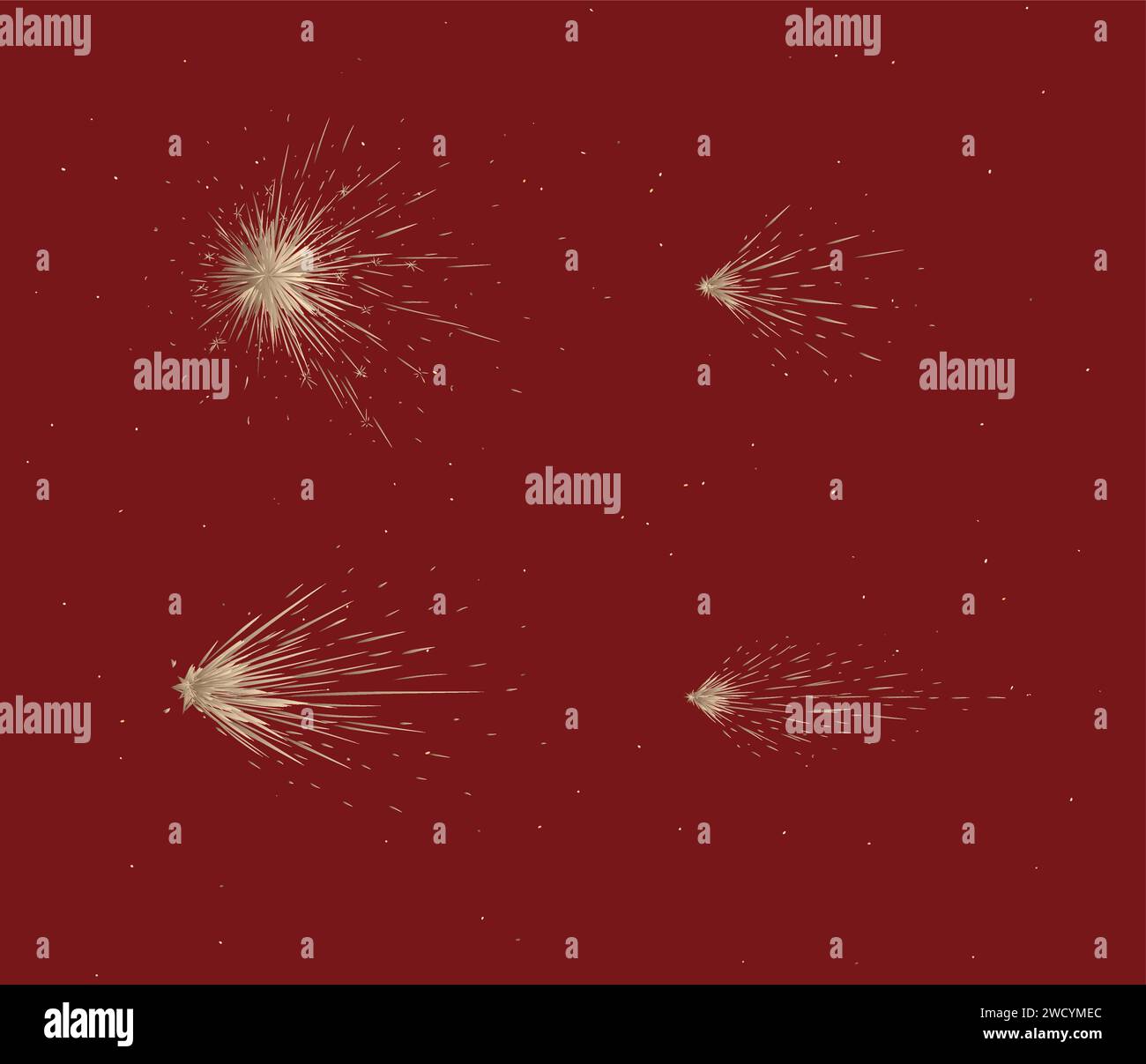 Star and comet shines brightly in space drawing in graphic style on red ...