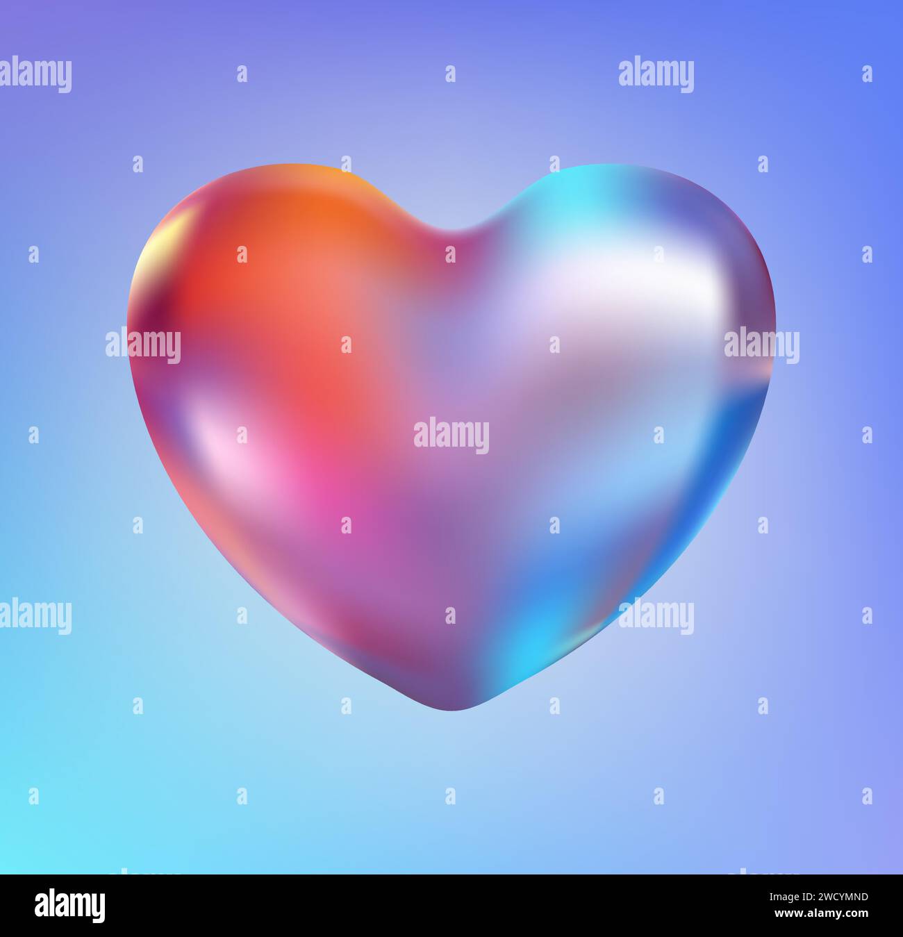 Holographic heart. Fluid liquid chrome heart shape. 3d y2k Stock Vector ...