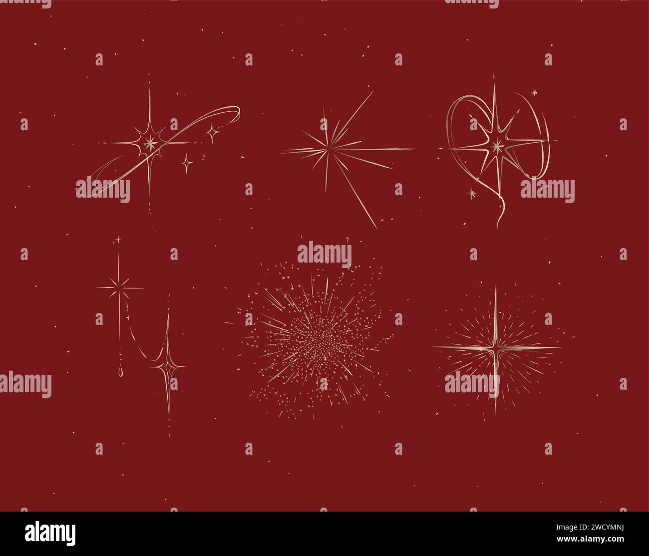 Different states of stars drawing in graphic style on red background ...