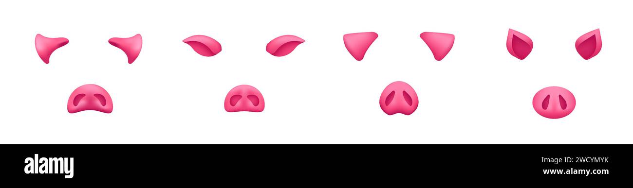 Pig mask template. Pink snout nose and ears for fun party Stock Vector ...