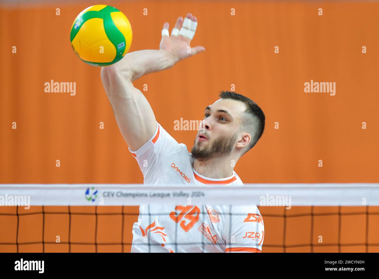 Jastrzebie Zdroj, Poland. 17th Jan, 2024. Norbert Huber during the CEV Men Volleyball Champions ...